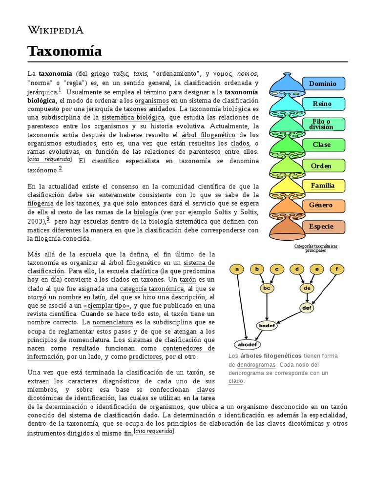 Taxonomía | PDF | Taxonomía (biología) | Filogenética