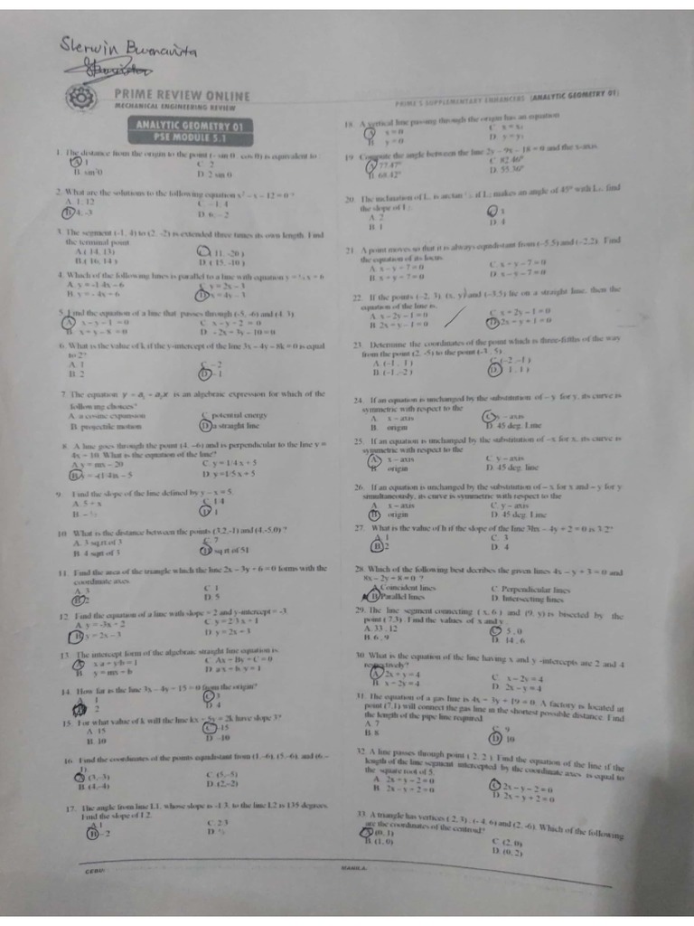 Analytic Geometry 1 Problems and Solutions | PDF