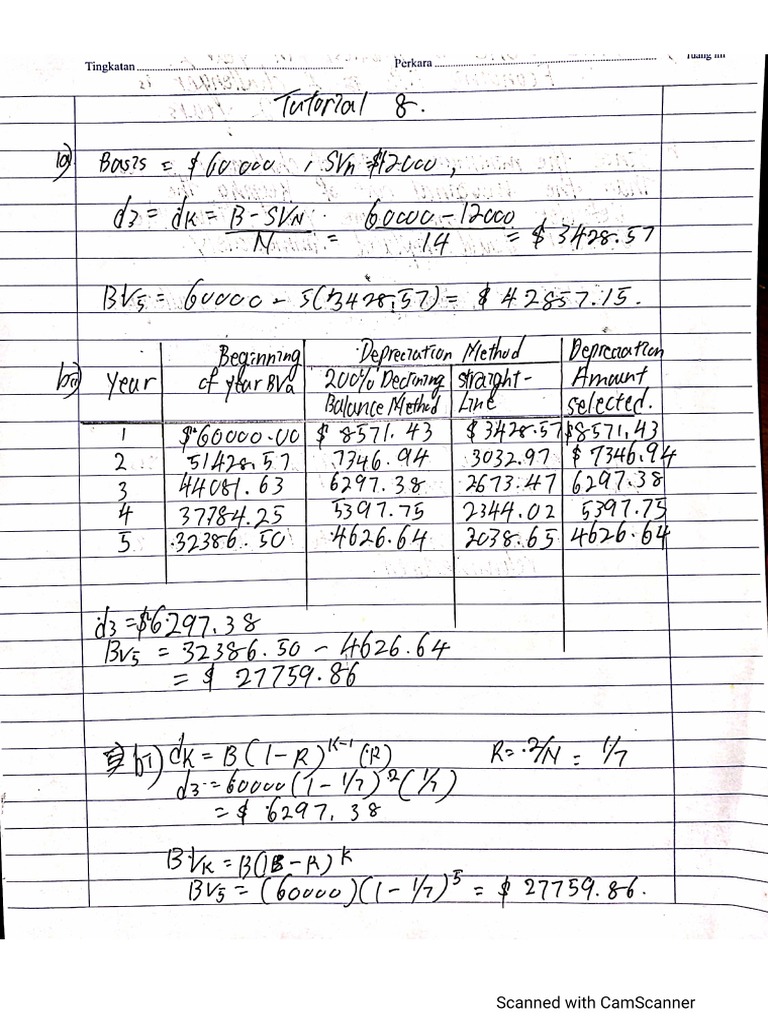 Tutorial 8 Depreciation and Replacement Analysis | PDF | Depreciation | Economies