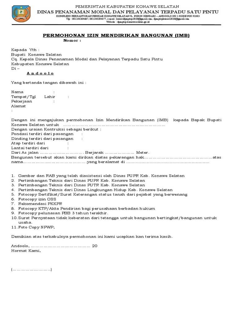 Formulir IMB 2020 | PDF | Griya & Taman
