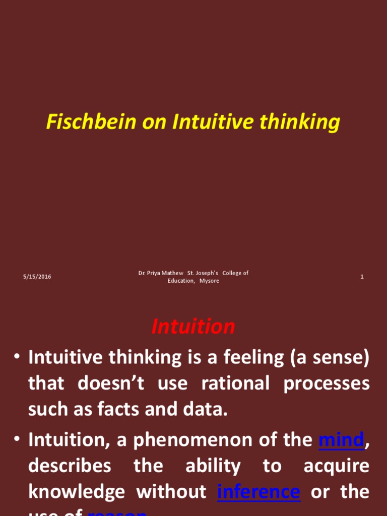 Fischbein On Intutive Thinking | PDF | Intuition | Thought