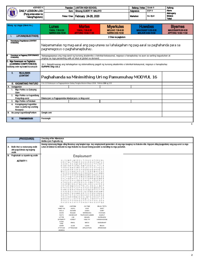 ESP 9 DLL 1st Quarter | PDF