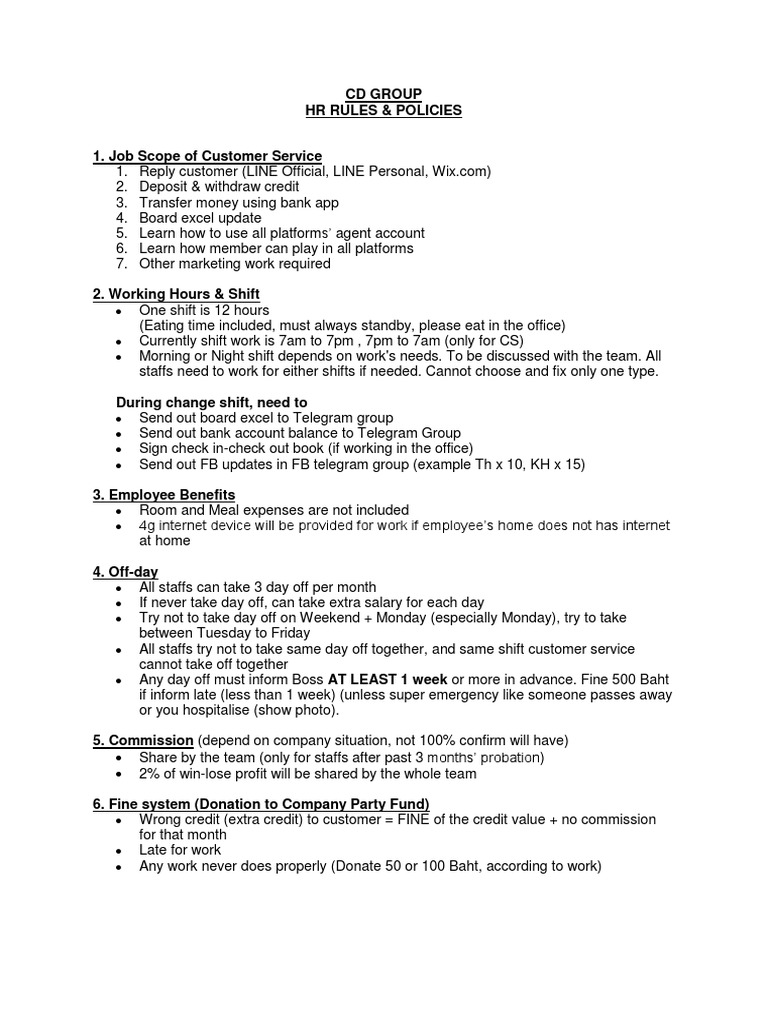CD Group HR Policies Overview | PDF | Business | Economies