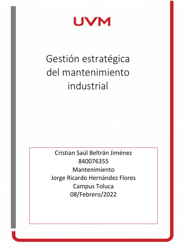 Gestión Estratégica Del Mantenimiento Industrial | PDF | Business | Ciencia cognitiva