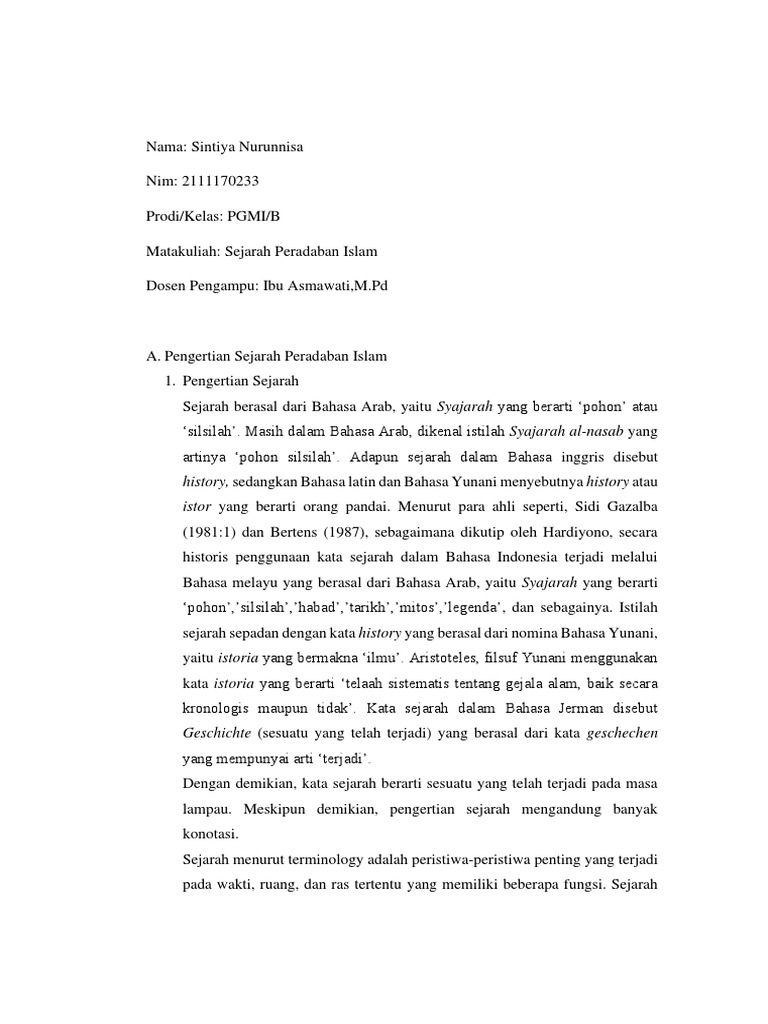 Sejarah Peradaban Islam: Definisi dan Konsep | PDF