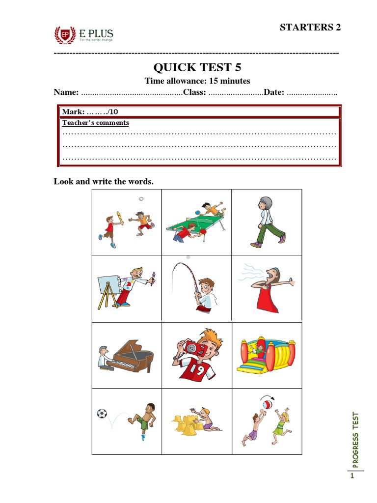 S2 - Lesson 6 - Quick Test 5 | PDF