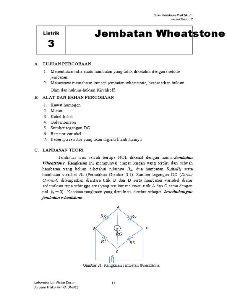 Panduan Praktikum Jembatan Wheatstone | PDF