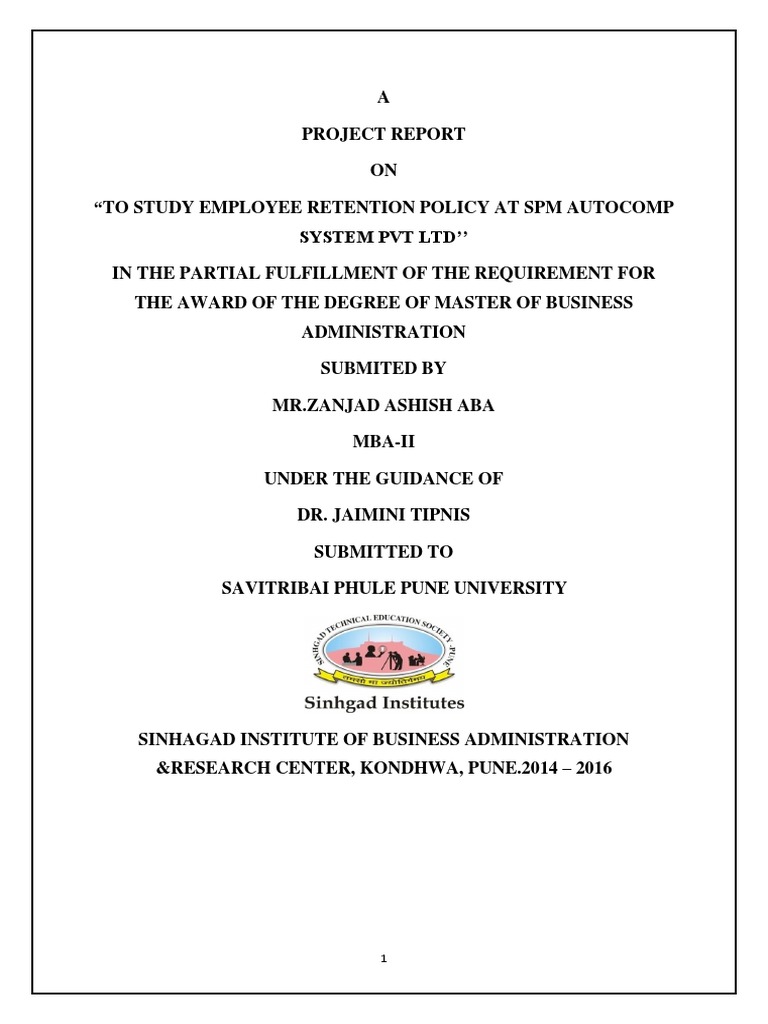 Ashish MBA Project Final | PDF | Employee Retention | Employment