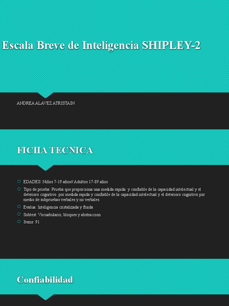 Shipley-2 PRESENTACION CONFIABILIDAD | PDF