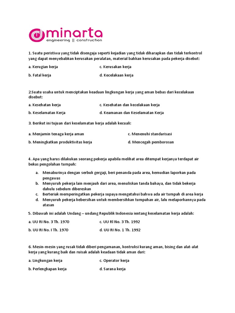 Soal HSE | PDF | Teknologi & Rekayasa