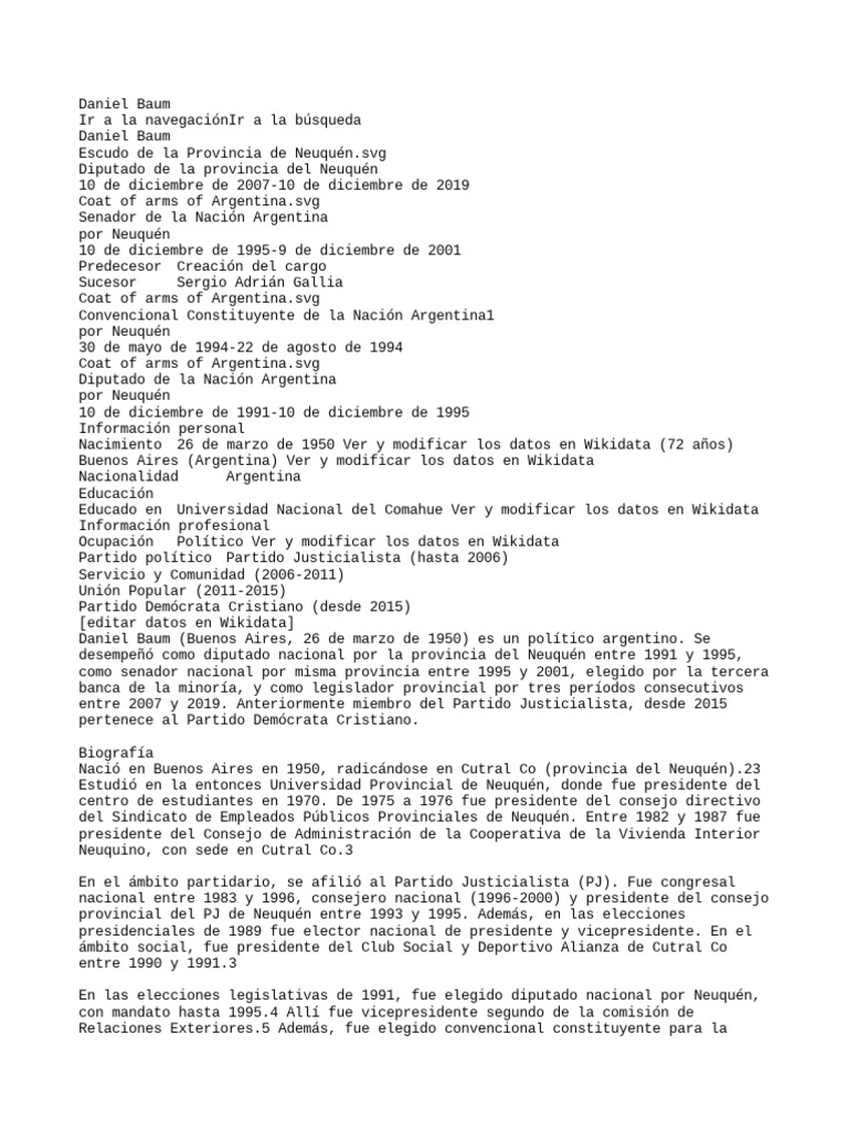 Daniel Baum | PDF | Gobierno | Argentina