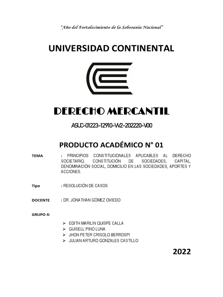 Pa 1 - Derecho Mercantil | PDF | Sociedad | Business