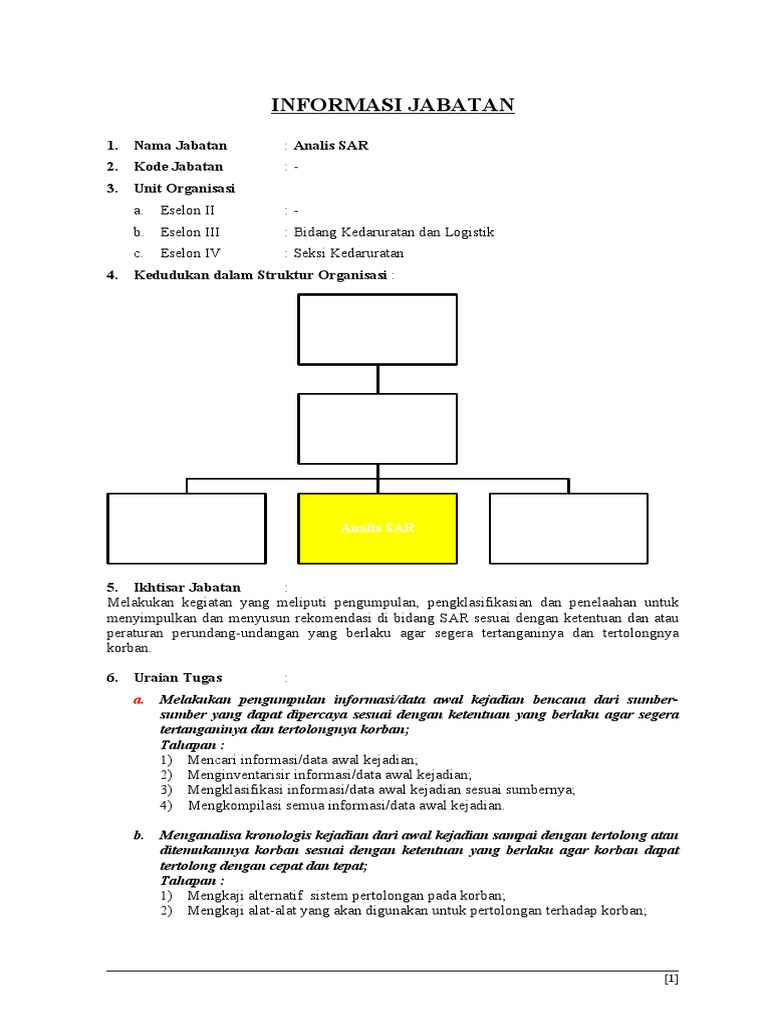 Form Anjab Analis SAR | PDF