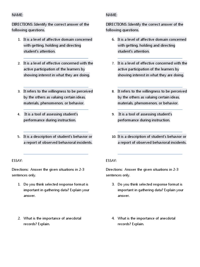 Assessment Quiz | PDF | Career & Growth