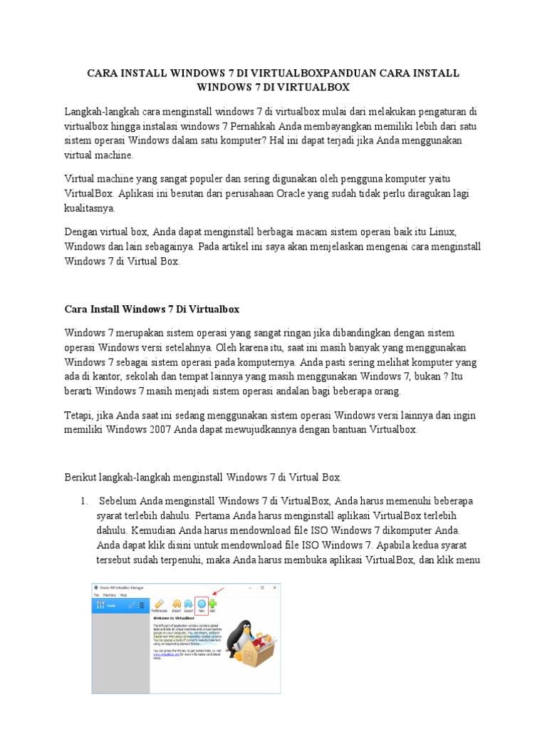 Cara Instal Windows 7 Di Virtualbox | PDF
