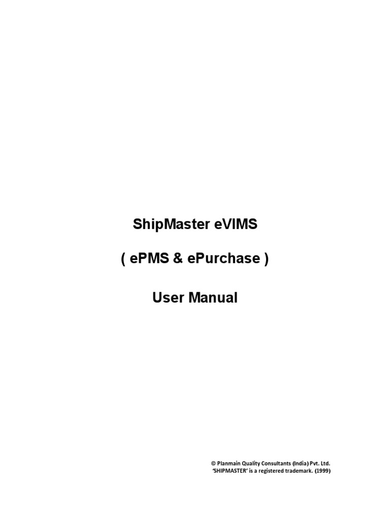 ShipMaster EVIMS Manual | PDF | Databases | Subscription Business Model