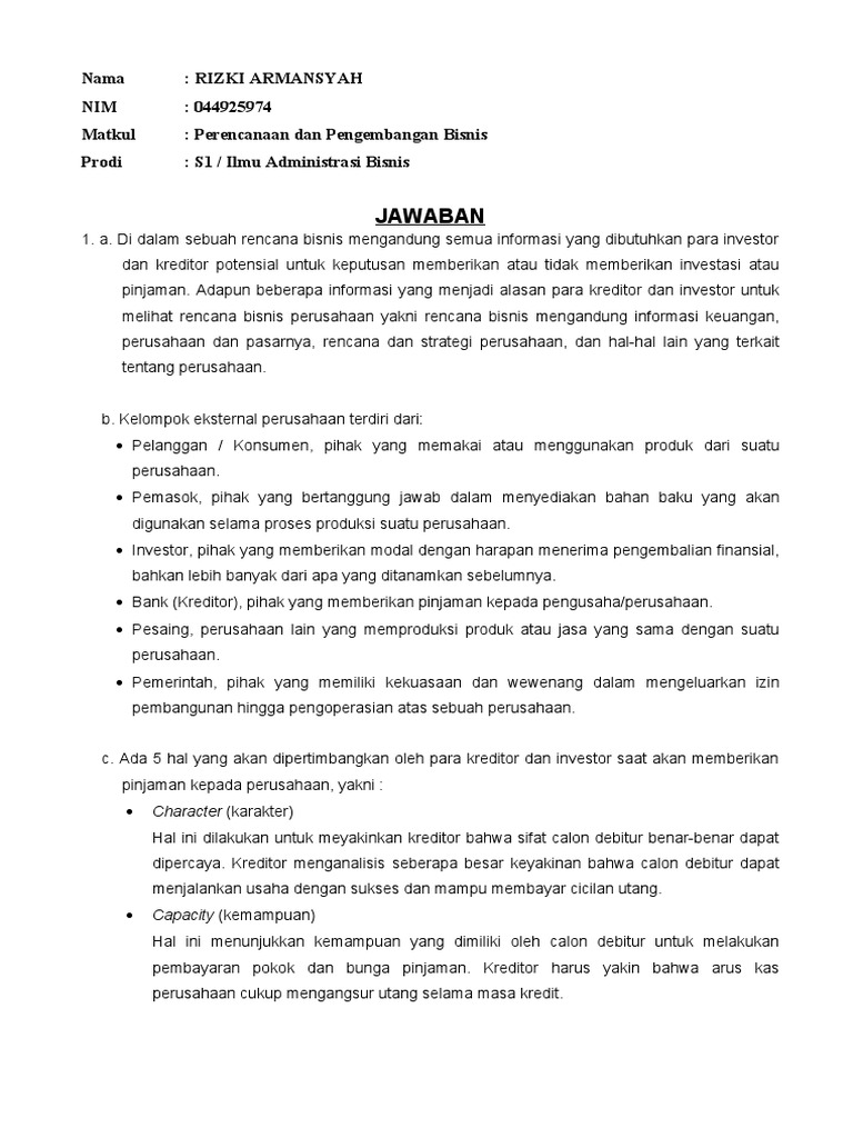 Perencanaan Dan Pengembangan Bisnis | PDF Perencanaan Dan Pengembangan Bisnis | PDF