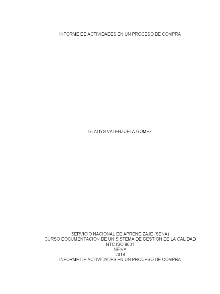 Informe de Actividades en Un Proceso de Compra | PDF | Calidad (comercial) | Business