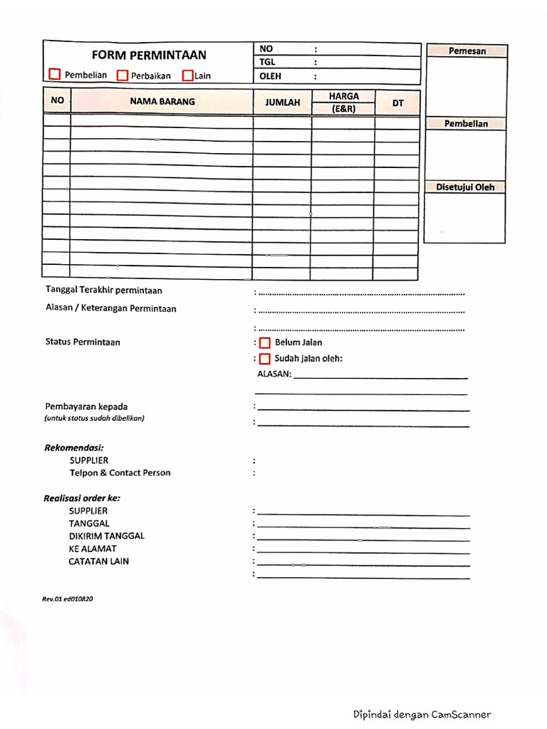 Form Permintaan Pembelian Barang | PDF
