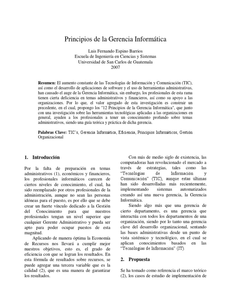 Principios Gerencia Informatica-Luis Espino | PDF | Informática ...