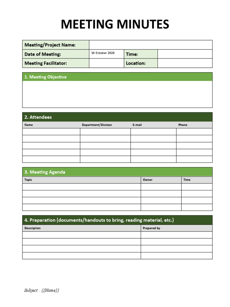 Meeting Minutes Template Example | PDF
