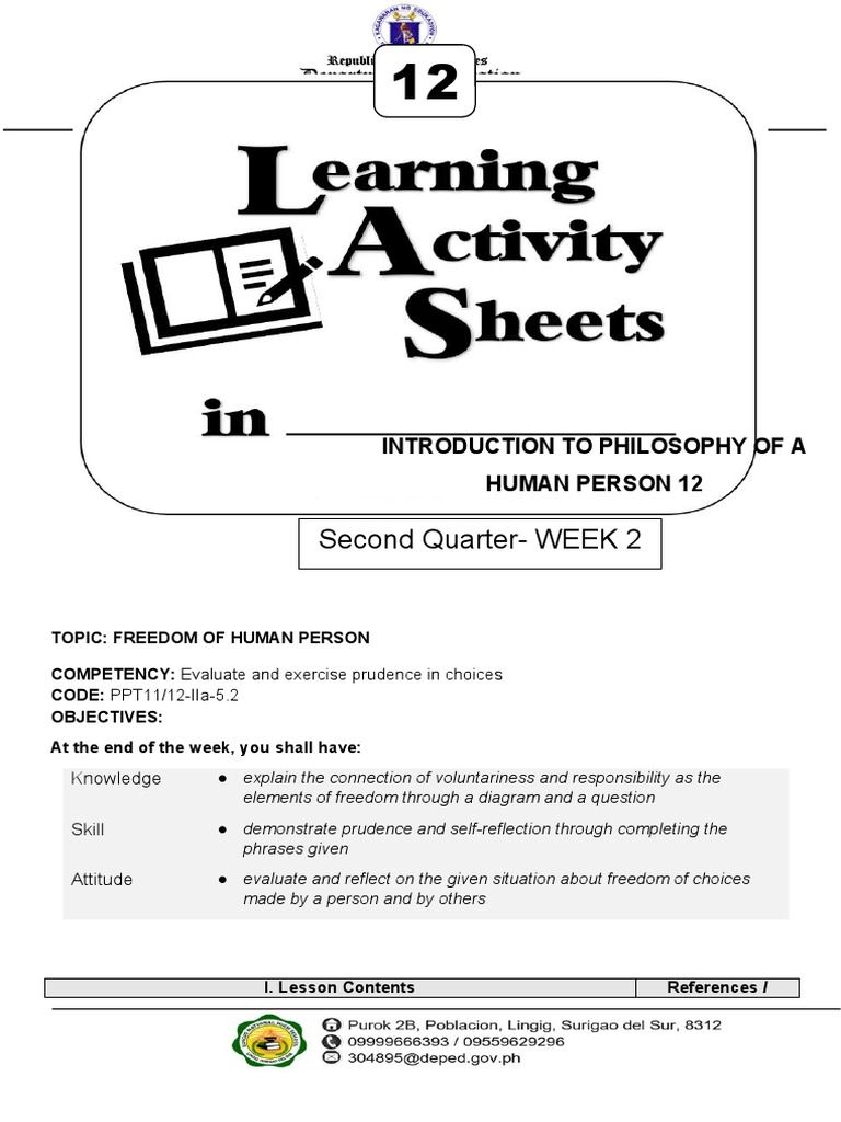 LAS G12 WEEK 2 2nd Quarter PHILO | Download Free PDF | Free Will | Reason