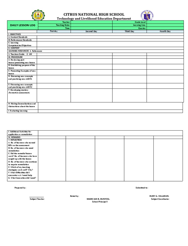 Daily Lesson Log for TLE Class | PDF