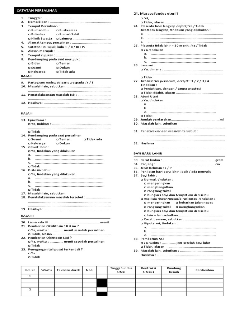 Catatan Persalinan | PDF