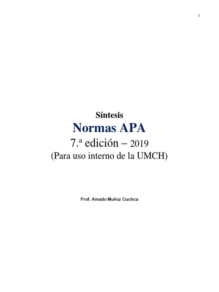 Manual Apa 7 Umch - 2020 | PDF | Estilo apa | Bibliografía