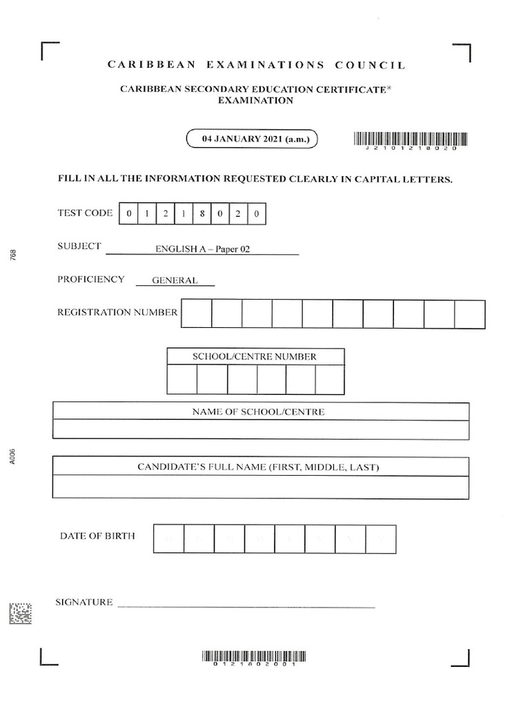 English A Paper 02 JAN 2021 | PDF