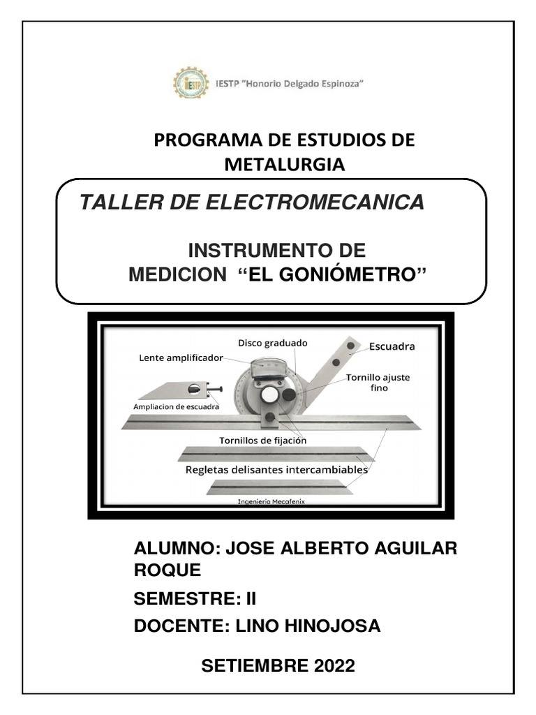 Uso y partes del goniómetro en metalurgia | PDF | Medición | Metrología