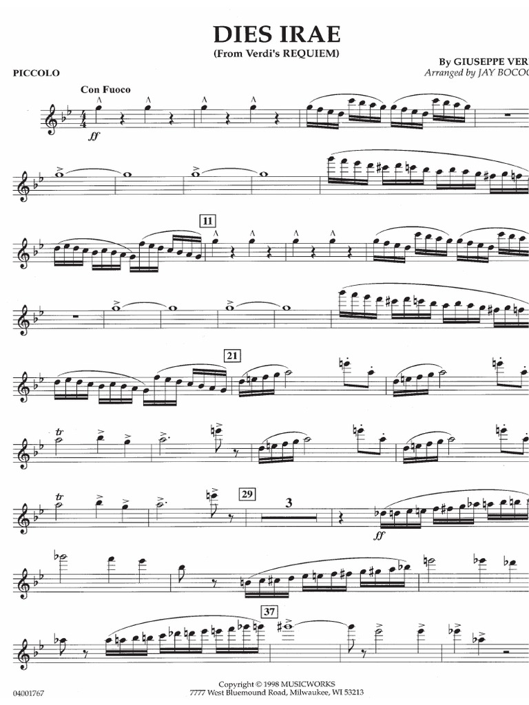 Dies Irae - Giuseppe Verdi Arr. Jay Bocook Flautas | PDF