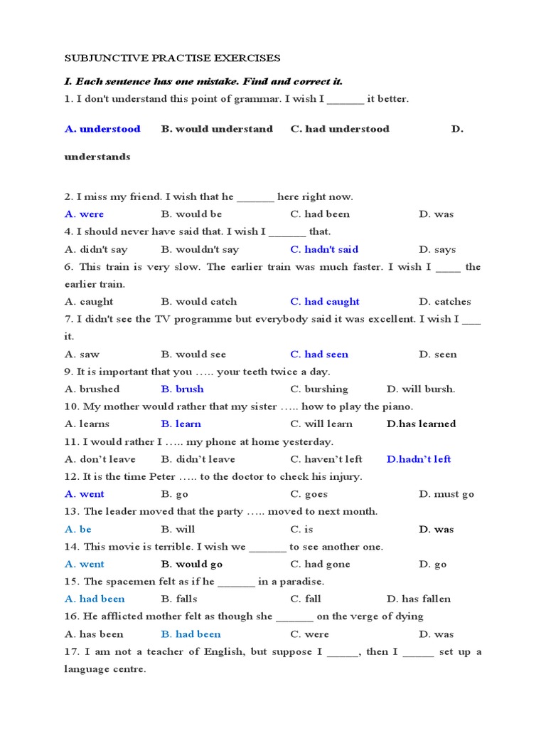 Subjunctive Practise Exercise | PDF | Language Arts & Discipline