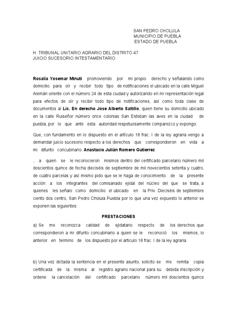 Demanda Agraria Sucesion | PDF | Caso de ley | Esfera pública