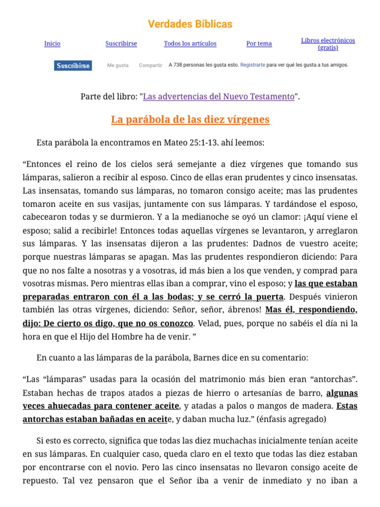 La Parábola de Las Diez Vírgenes | PDF | Parábolas de Jesús