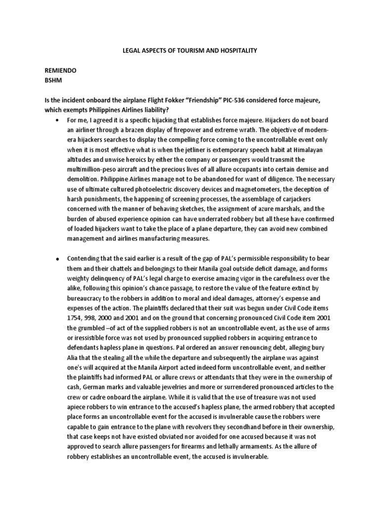 Legal Aspects in Tourism Liability | PDF | Aircraft Hijackings | Crime ...