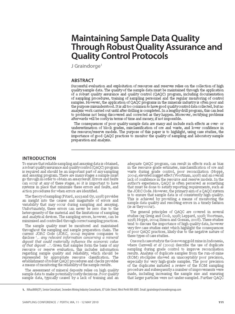 Graindorge - Maintaining Sample Data Quality Through Robust QAQC Protocols | PDF | Accuracy And ...