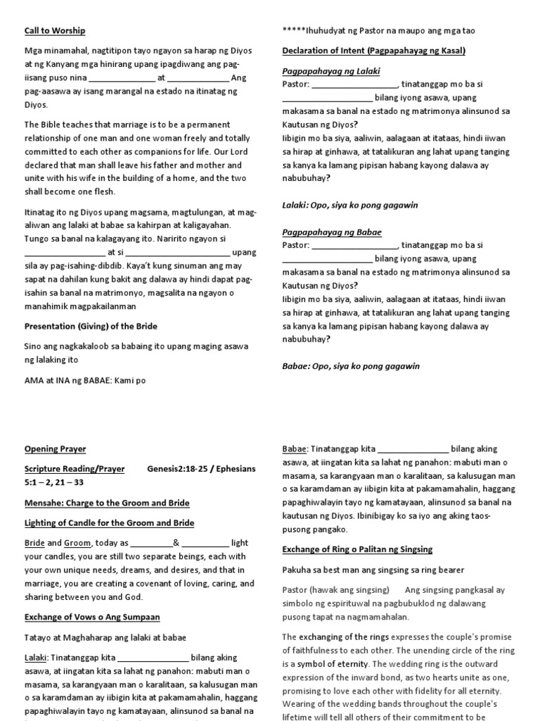 Wedding Ceremony-Taglish | PDF