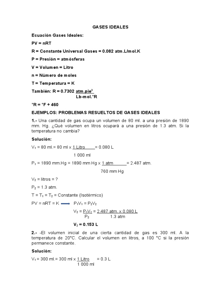 Gases Ideales - Presión Parcial Ley Dalton | PDF | Gases | Cantidad