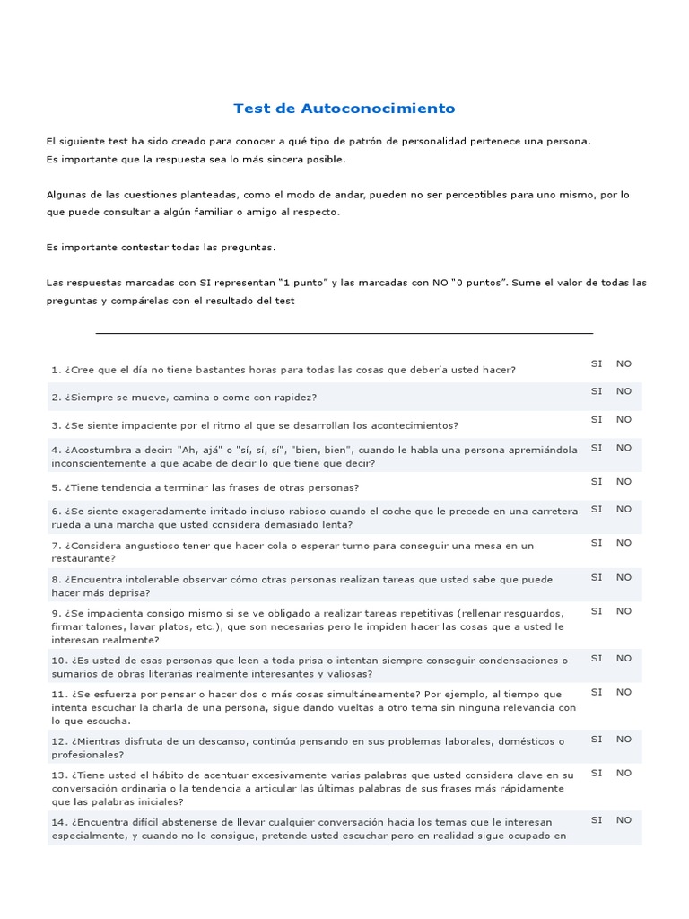 Idoc - Pub - Test de Autoconocimiento | PDF | Autoestima | Ansiedad