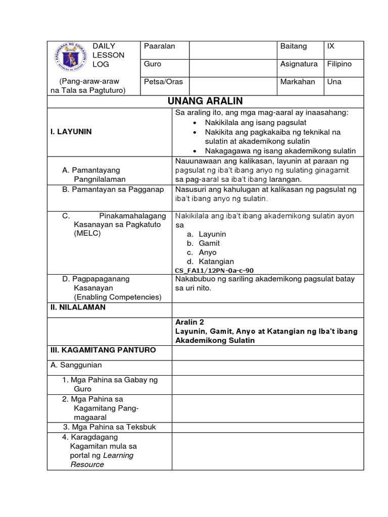 Fampula, Claris E. (MELCS 2 Banghay Aralin) | PDF Fampula, Claris E. (MELCS 2 Banghay Aralin) | PDF