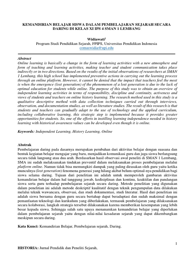 Journal Historia Widiawati S Sej 2018 1801903 Pend Sejarah | PDF | Cognition | Science