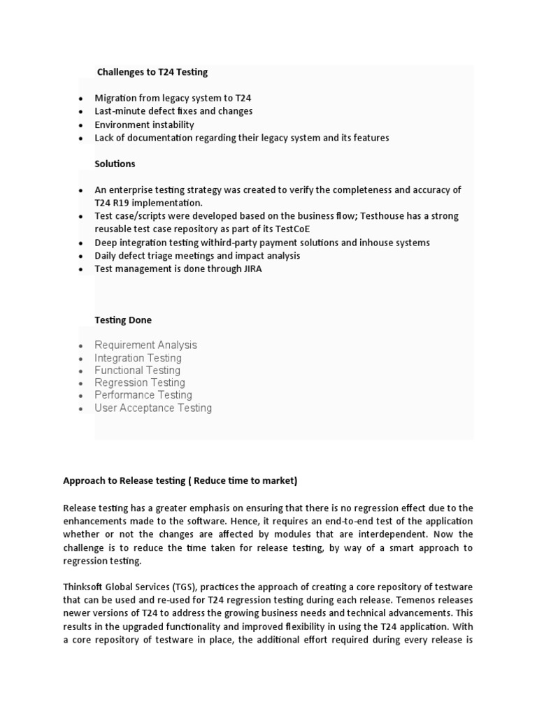 T24 Testing | PDF | Software Testing | Information Technology Management