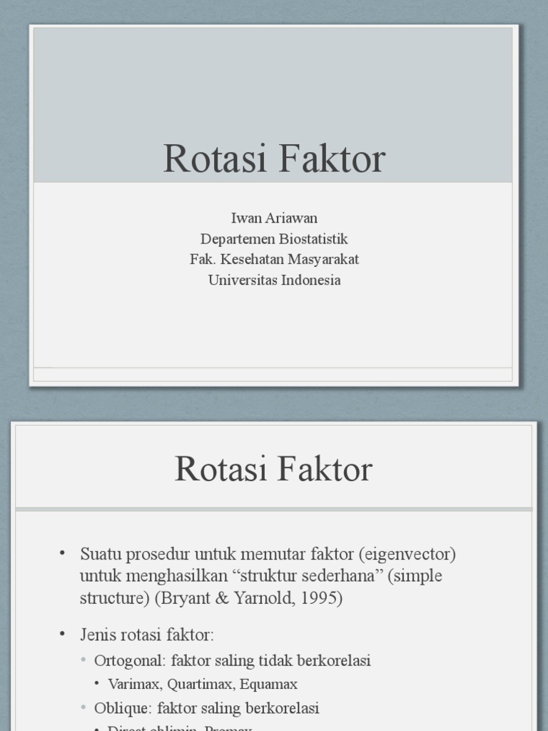 Rotasi Faktor: Direct Oblimin dan Metode | PDF