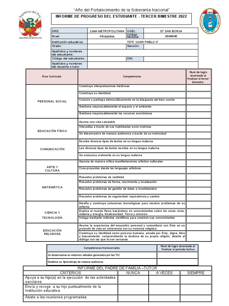 Libreta Notas 3er Bimestre | PDF | Institución | Cognición