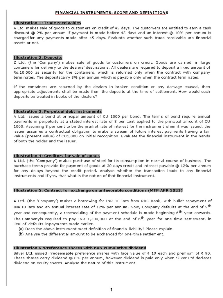 Financial Instruments: Definitions & Examples | PDF | Swap (Finance ...
