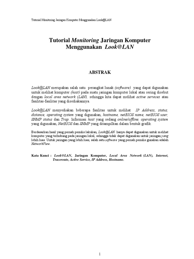 Monitoring Jaringan Kompt Dengan Look@Lan | PDF