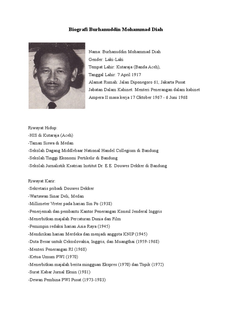 Biografi Burhanuddin M. Diah | PDF | Perjalanan