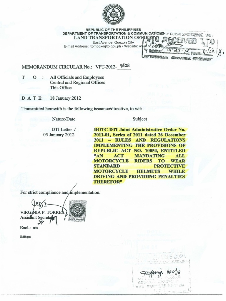 MC - VPT - 2012-1608 Irr of Ra 10054 01182012 | PDF | Regulatory ...