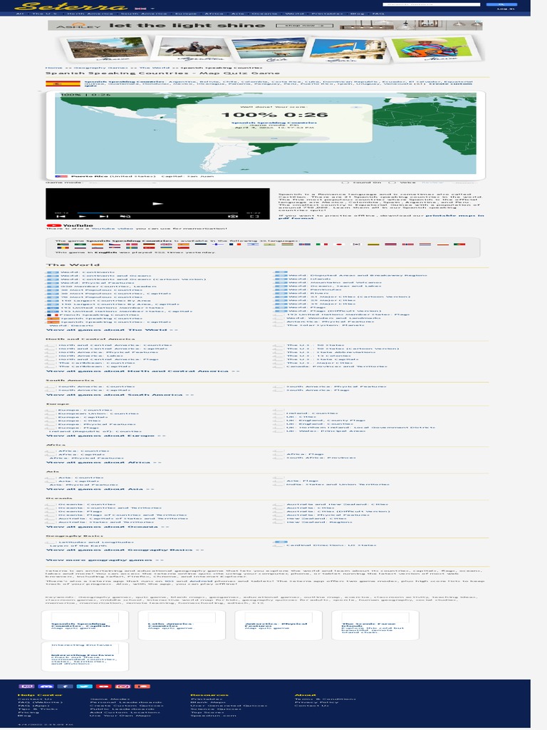 Spanish Speaking Countries - Map Quiz Game | PDF | Spanish Language ...